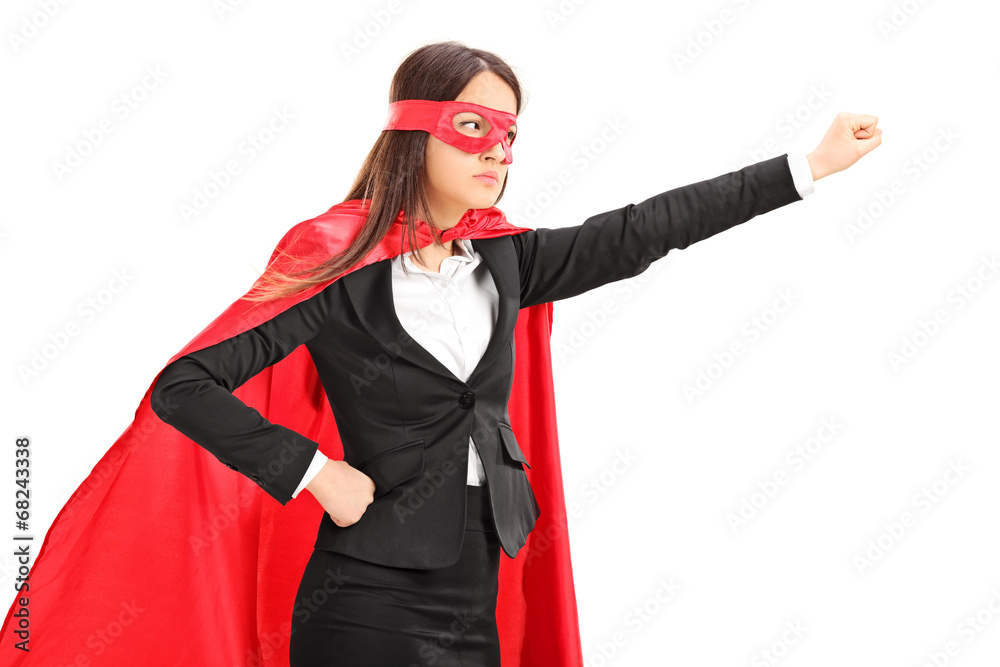 Female superhero with gripped fist Stock Photo | Adobe Stock