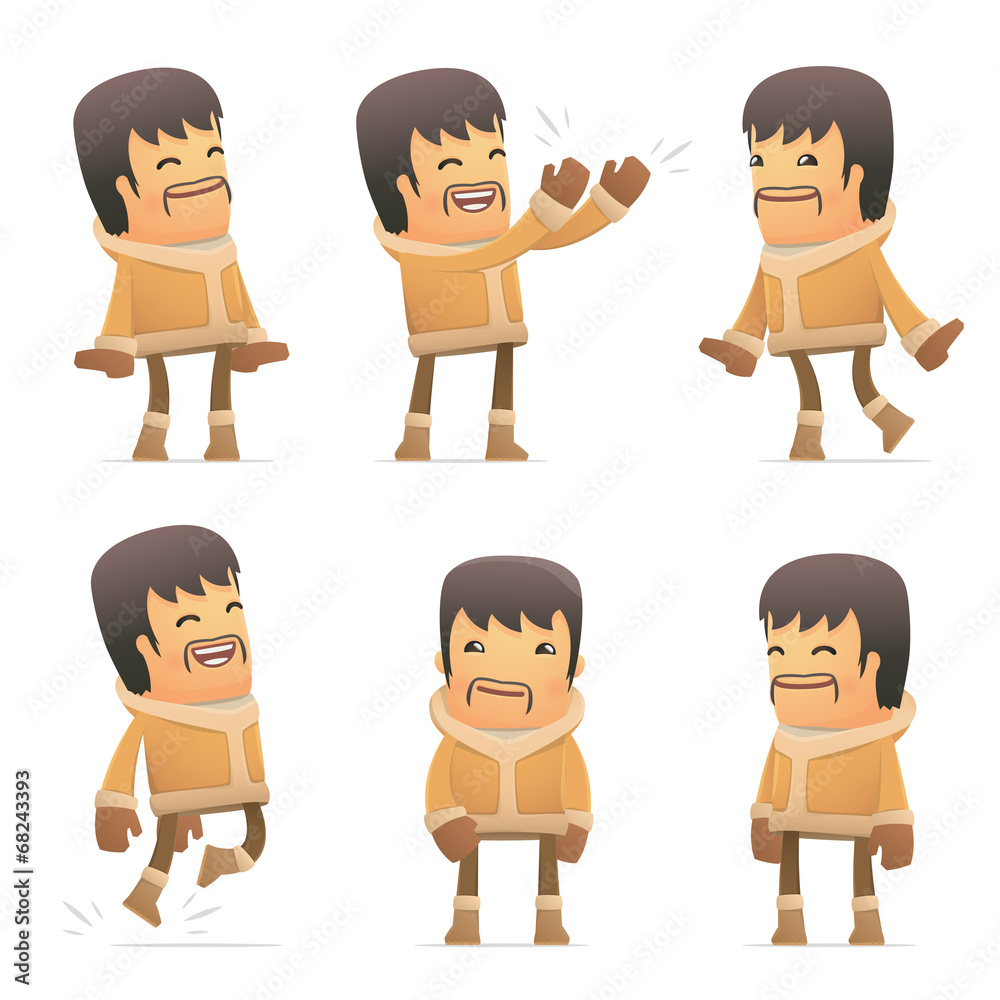 set of eskimo character in different poses Stock Vector | Adobe Stock