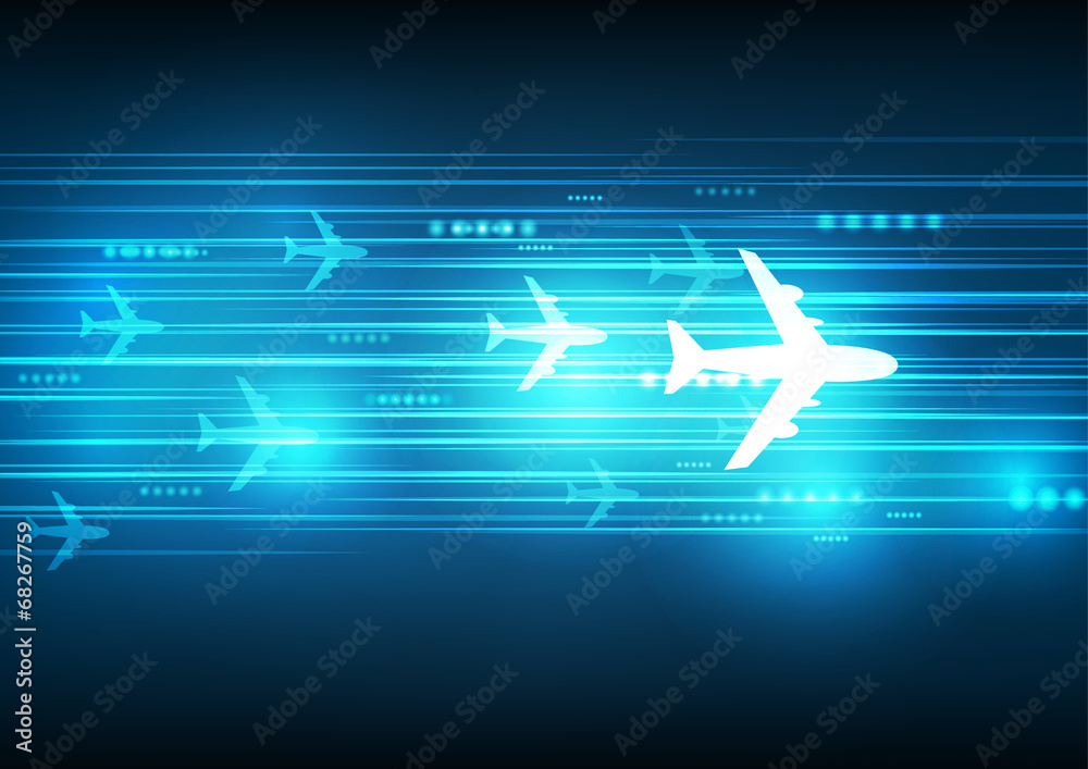 Abstract Blue aircraft technology communicate background, vector Stock ...