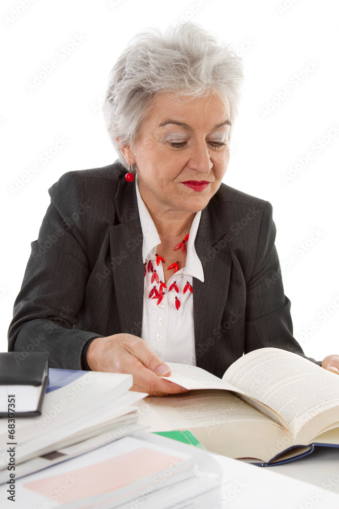 Ältere Frau vor Eintritt in die Rente: Anwältin, Chefin, Berater Stock ...