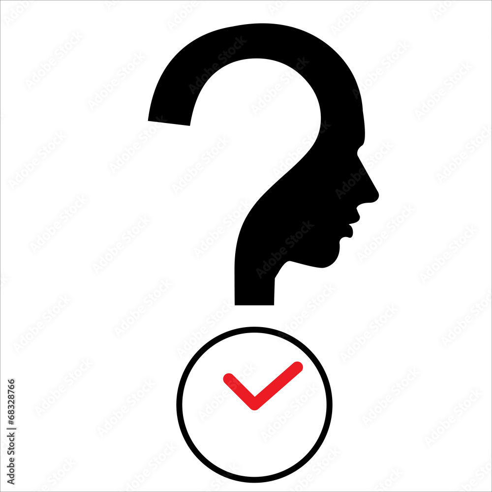 question mark human head with timer, DeadLine symbol, vector Stock ...