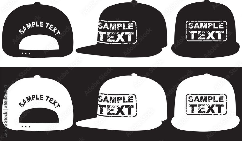 Rap cap, front, back and side view. Vector Stock Vector | Adobe Stock