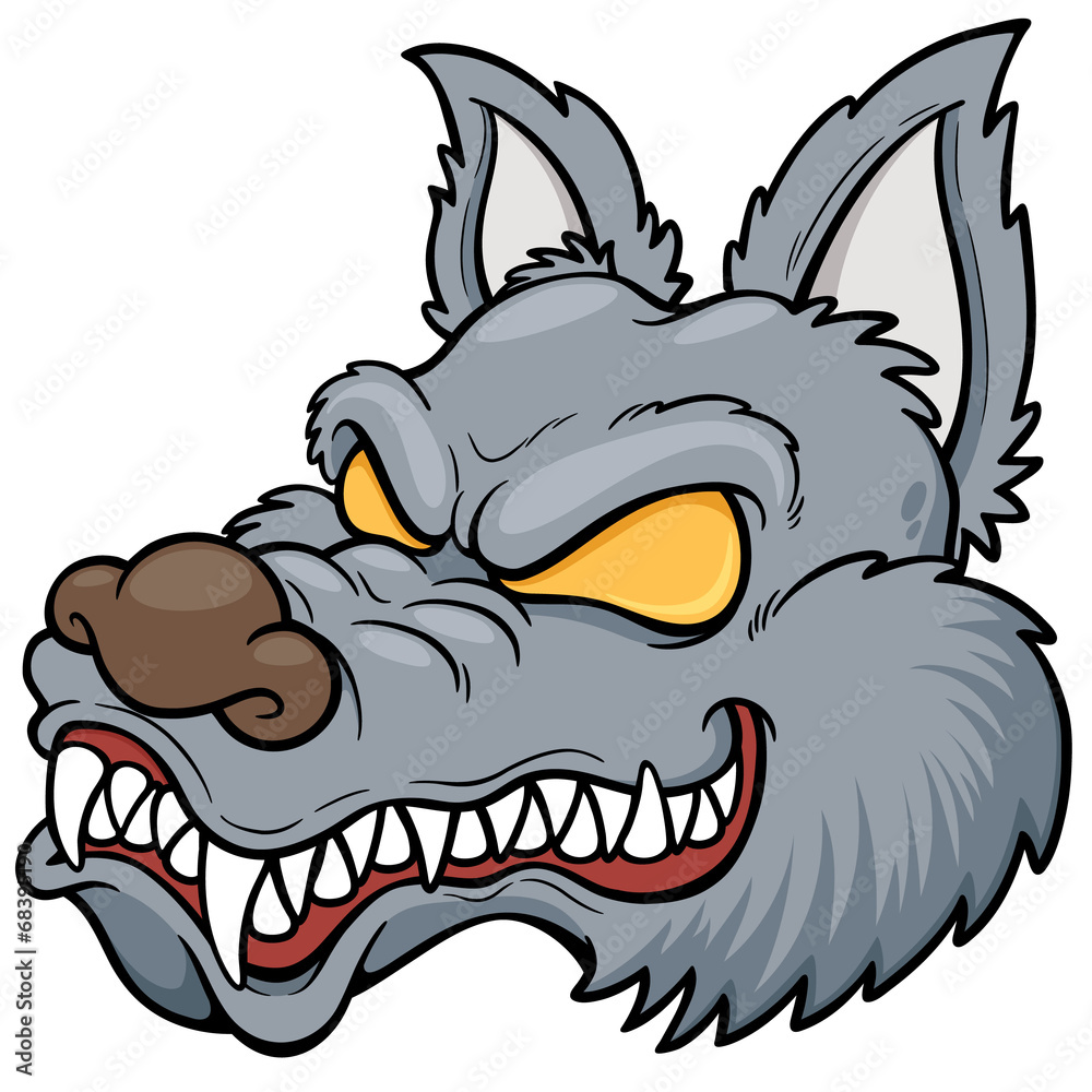 Vector illustration of cartoon wolf face Stock Vector | Adobe Stock