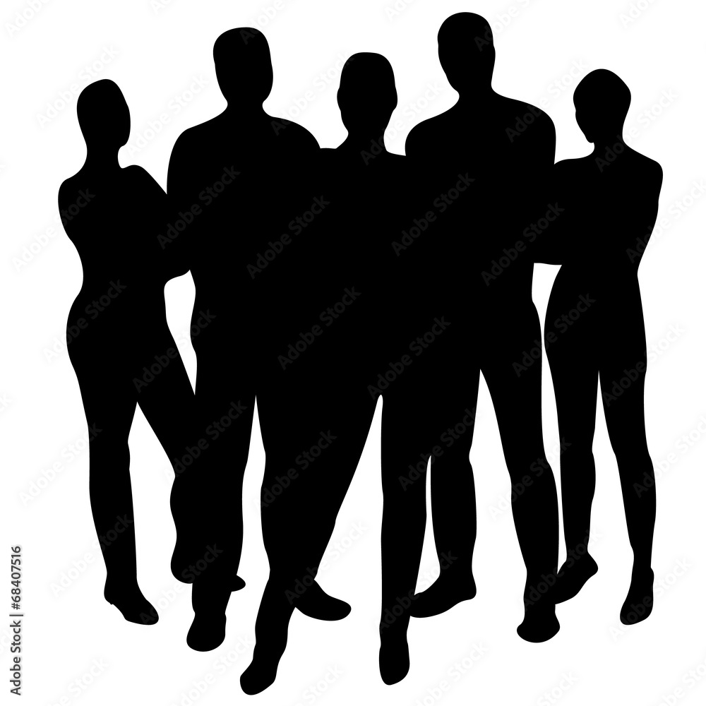5 person silhouette Stock Vector | Adobe Stock