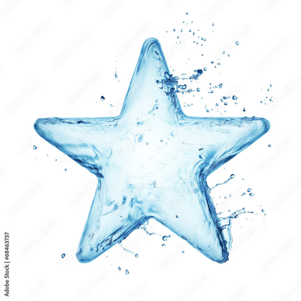 Star from water splash isolated on white Stock Illustration | Adobe Stock