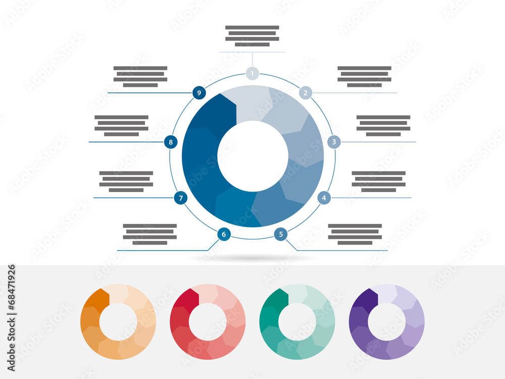 Nine sided presentation infographic diagram chart vector Stock Vector ...