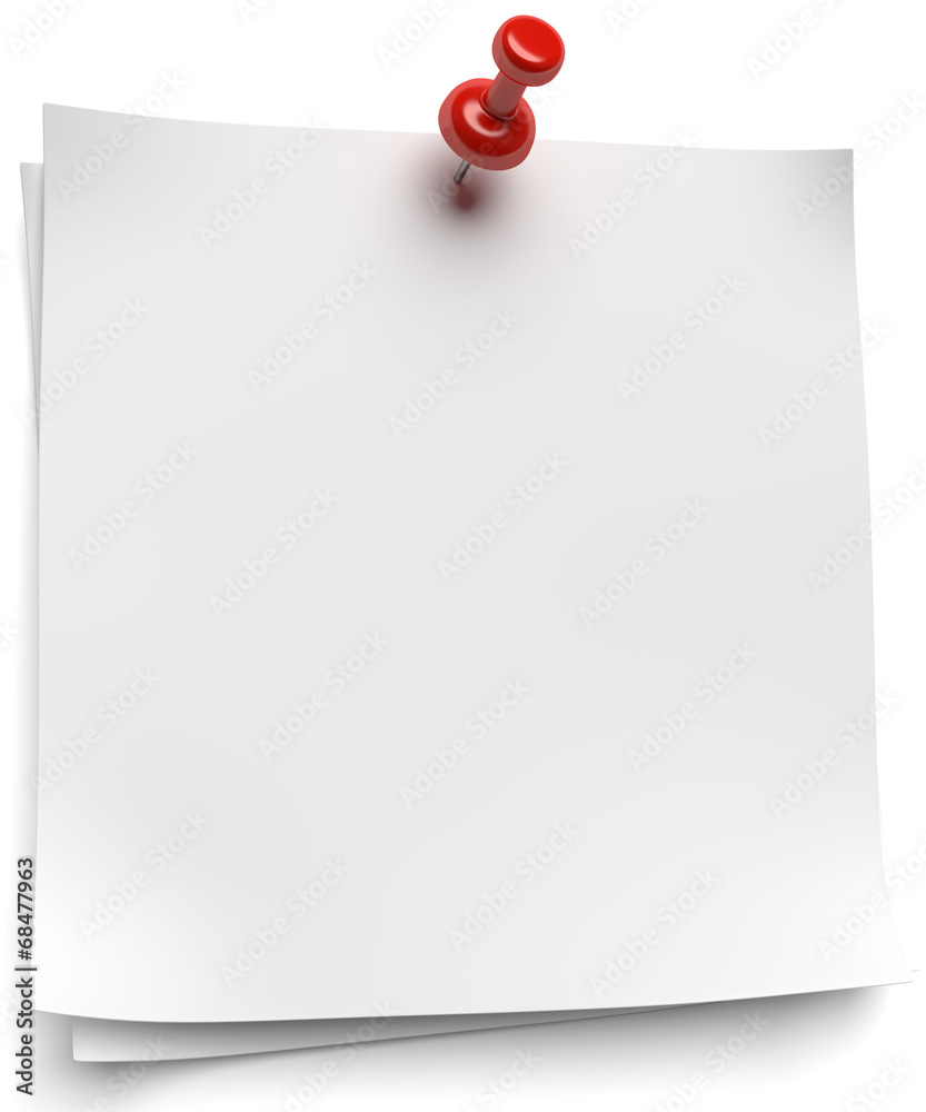 weisse Notizblätter mit roter Pinnadel Stock-Illustration | Adobe Stock