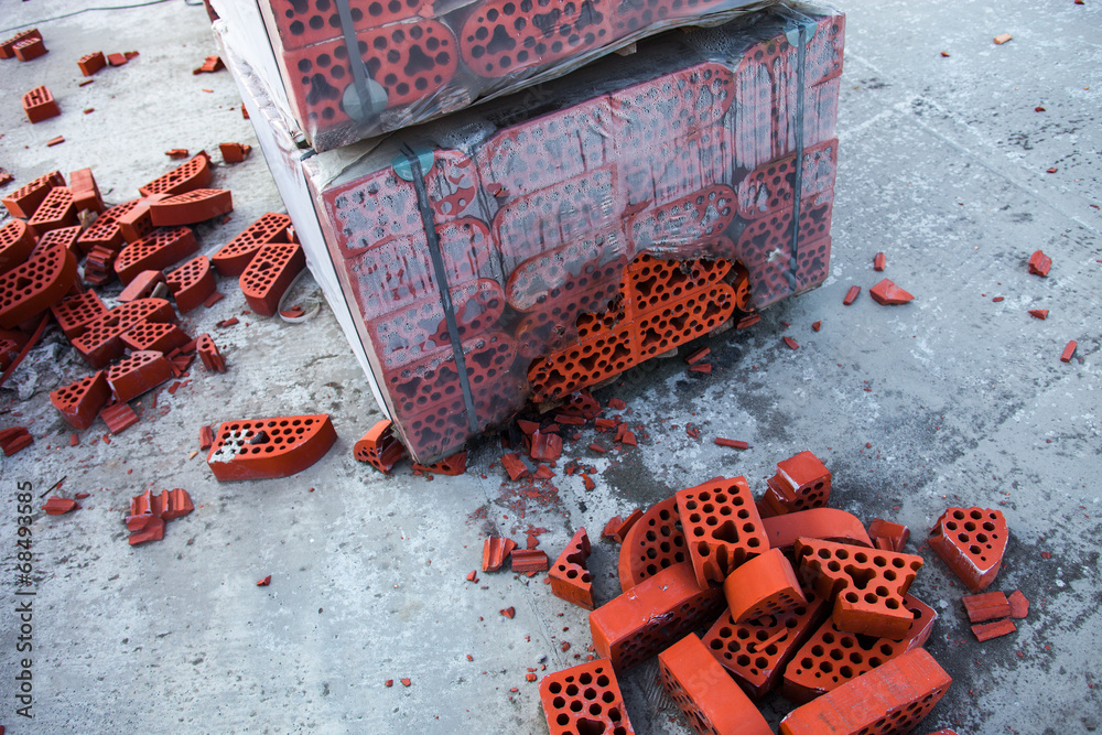 Stack of silicate bricks with the piles of beaten bricks Stock Photo ...