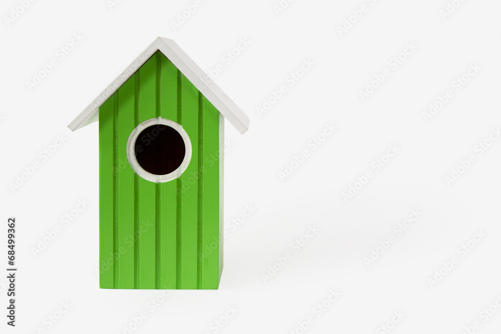 green nest box birdhouse house for birds isolated on white backg Stock ...