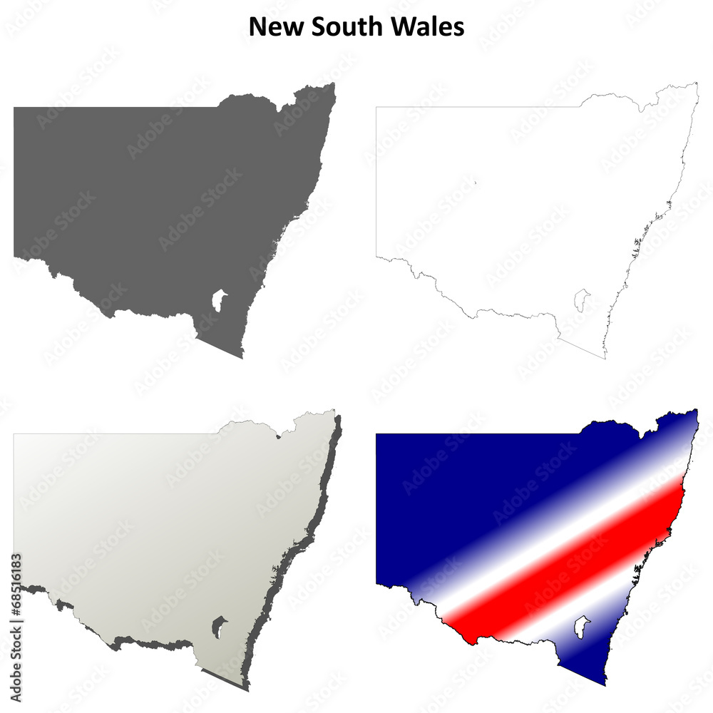 New South Wales blank detailed outline map set Stock Vector | Adobe Stock