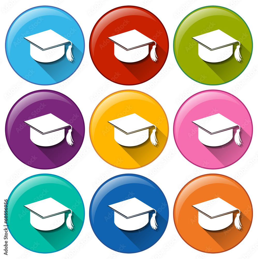 Graduation cap icons Stock Vector | Adobe Stock