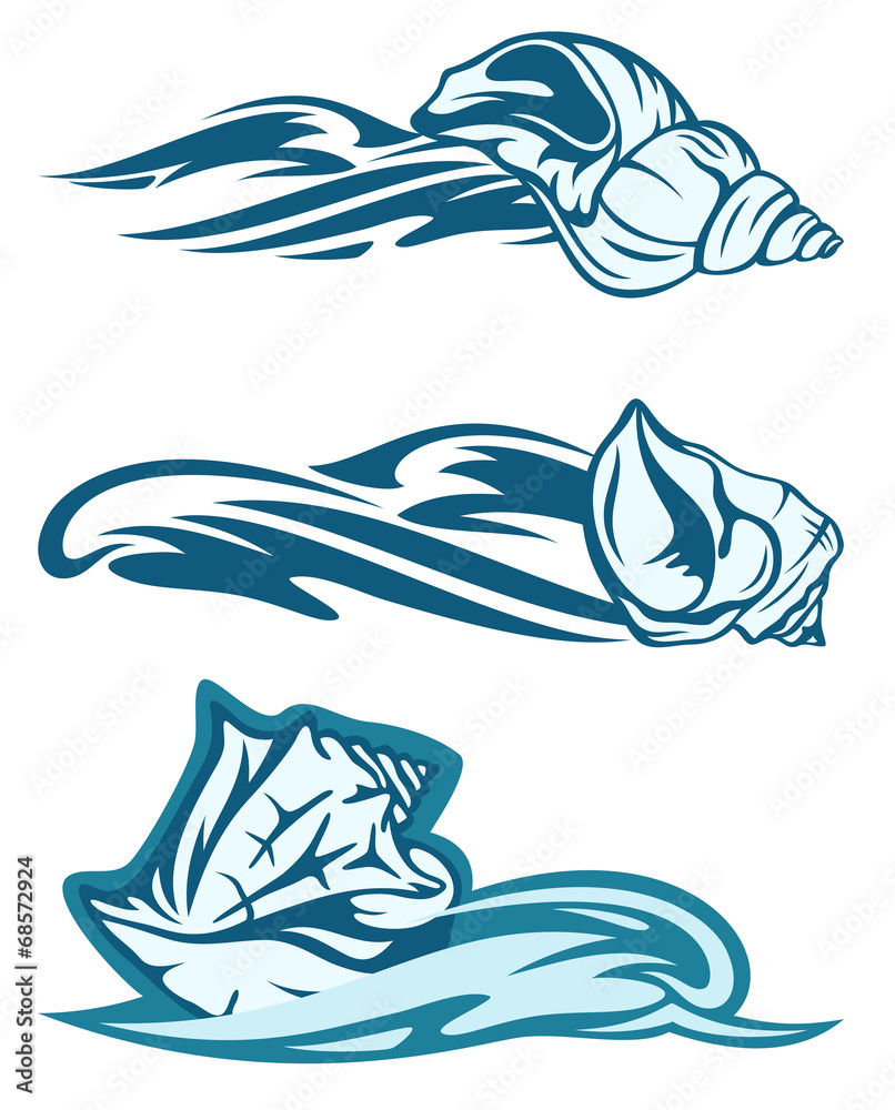 sea shell design elements Stock Illustration | Adobe Stock