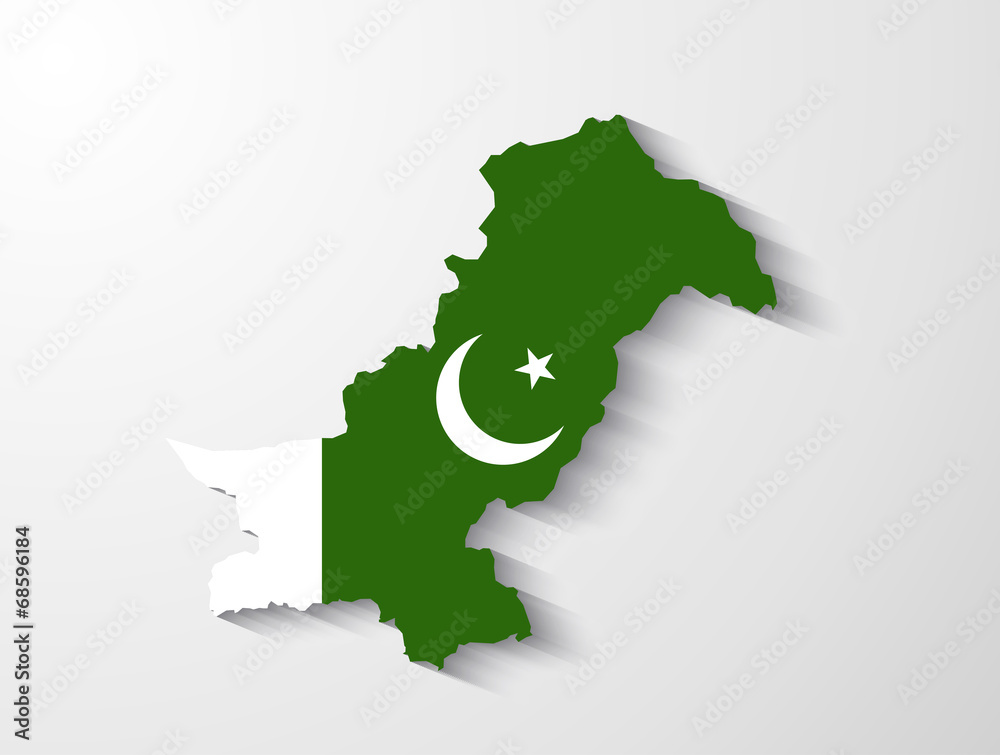 Pakistan map with shadow effect presentation Stock Vector | Adobe Stock