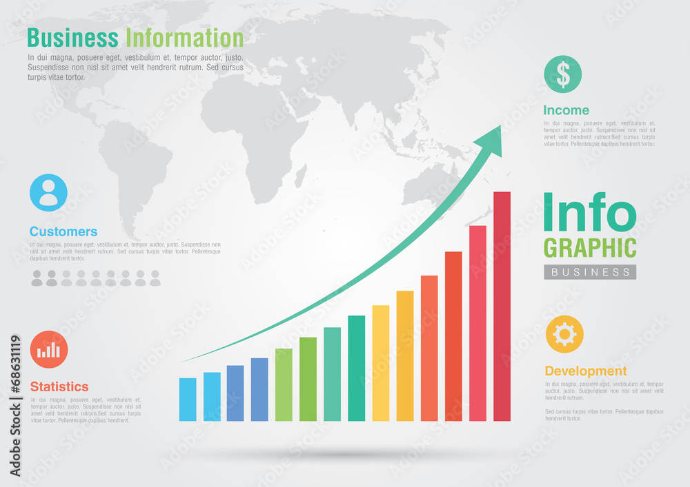 Business bar chart infographic. Business report creative marketi Stock ...