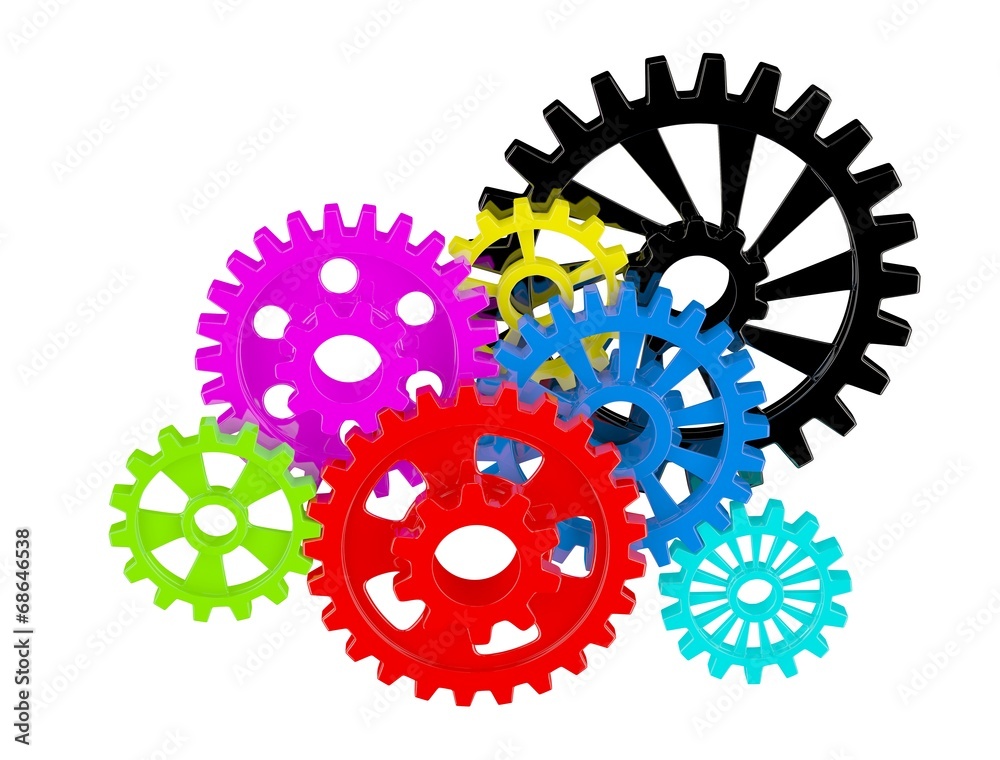Color gears on white Stock Illustration | Adobe Stock