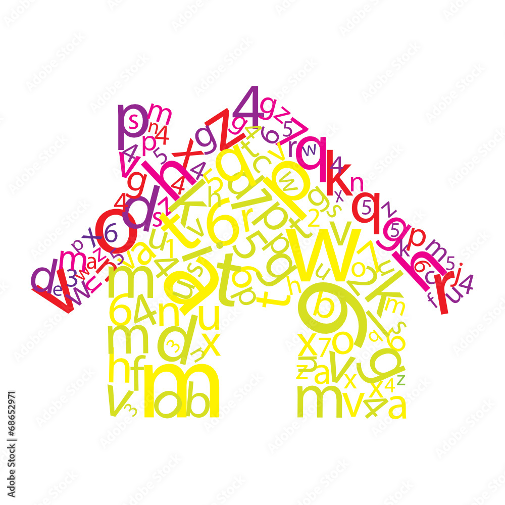 Casa com letras e números Stock Vector | Adobe Stock