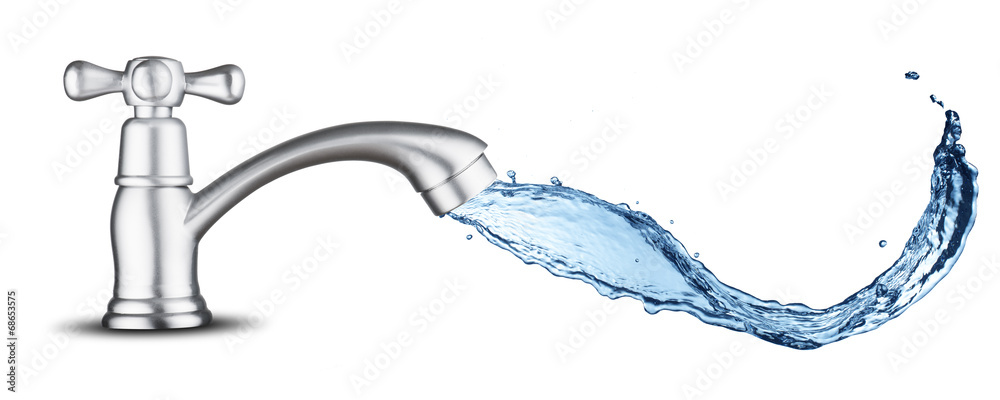 Water splash from water tap on white background Stock Illustration ...