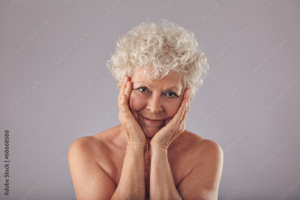 Proud of her skin condition at old age Stock Photo | Adobe Stock