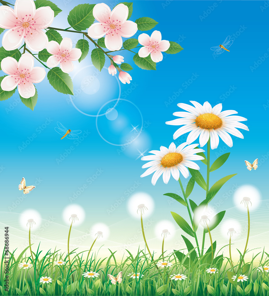 floral landscape Stock Vector | Adobe Stock