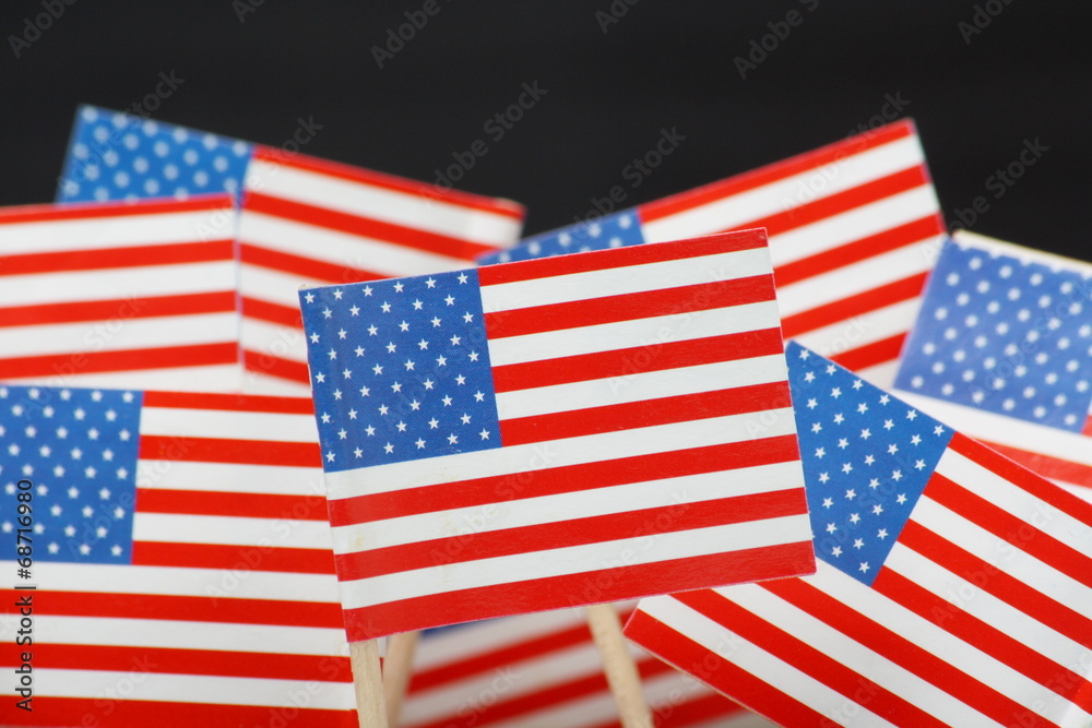 Miniature flags of the United States of America Stock Photo | Adobe Stock