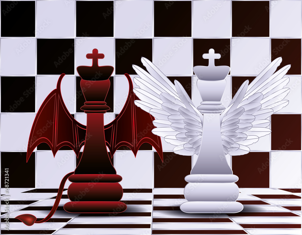 Chess King angel and devil vector illustration Stock Vector | Adobe Stock