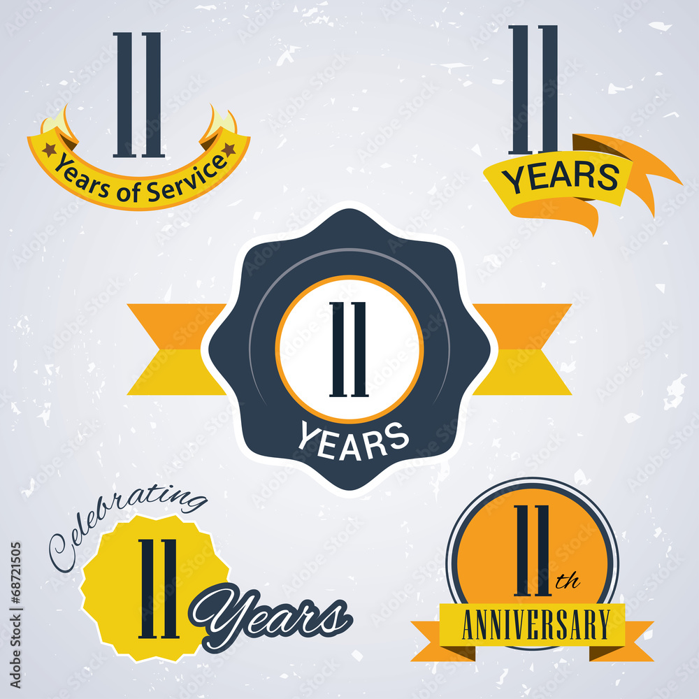 Retro vector stamp celebrating, 11 years of service,Anniversary Stock ...