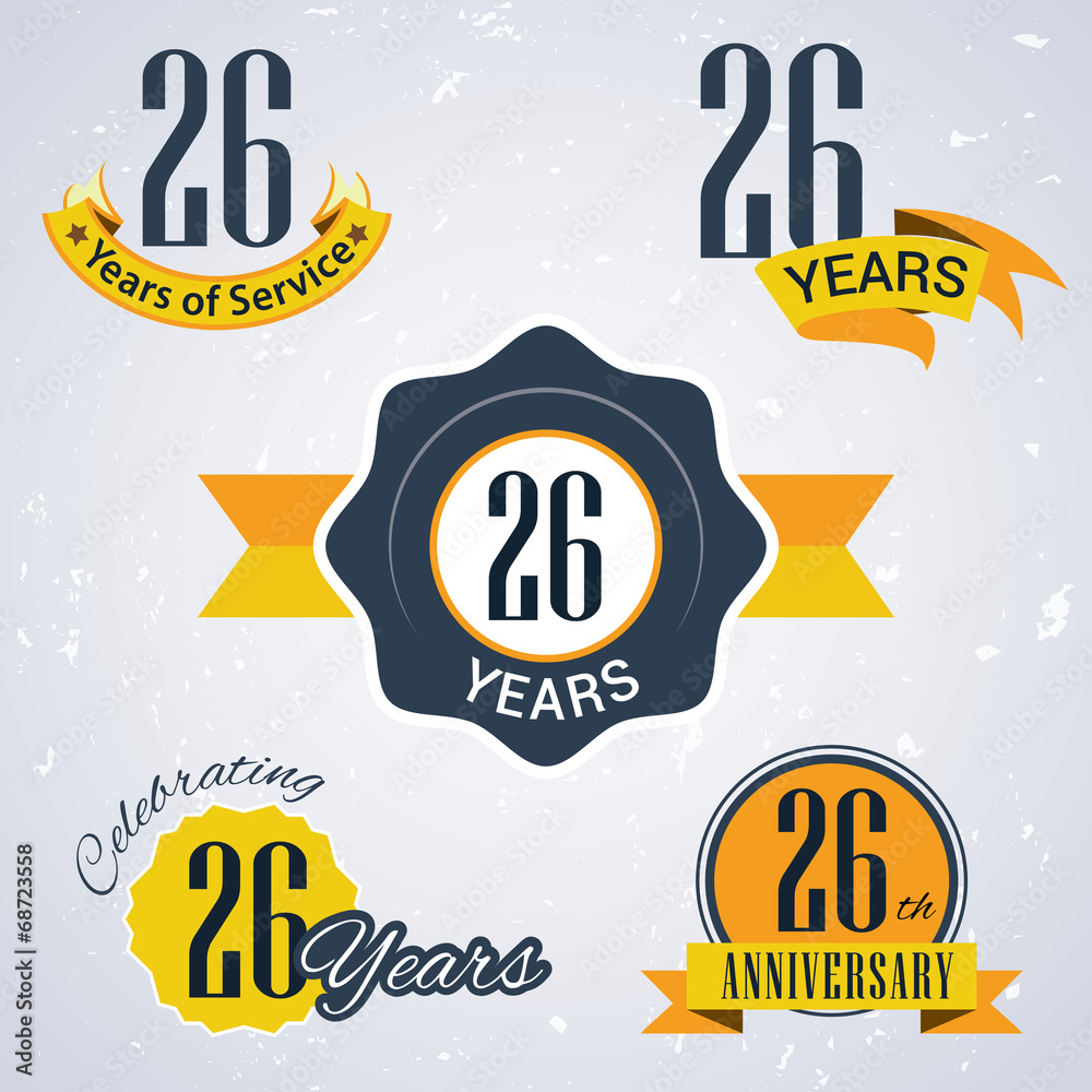 Retro vector stamp celebrating, 26 years of service,Anniversary Stock ...