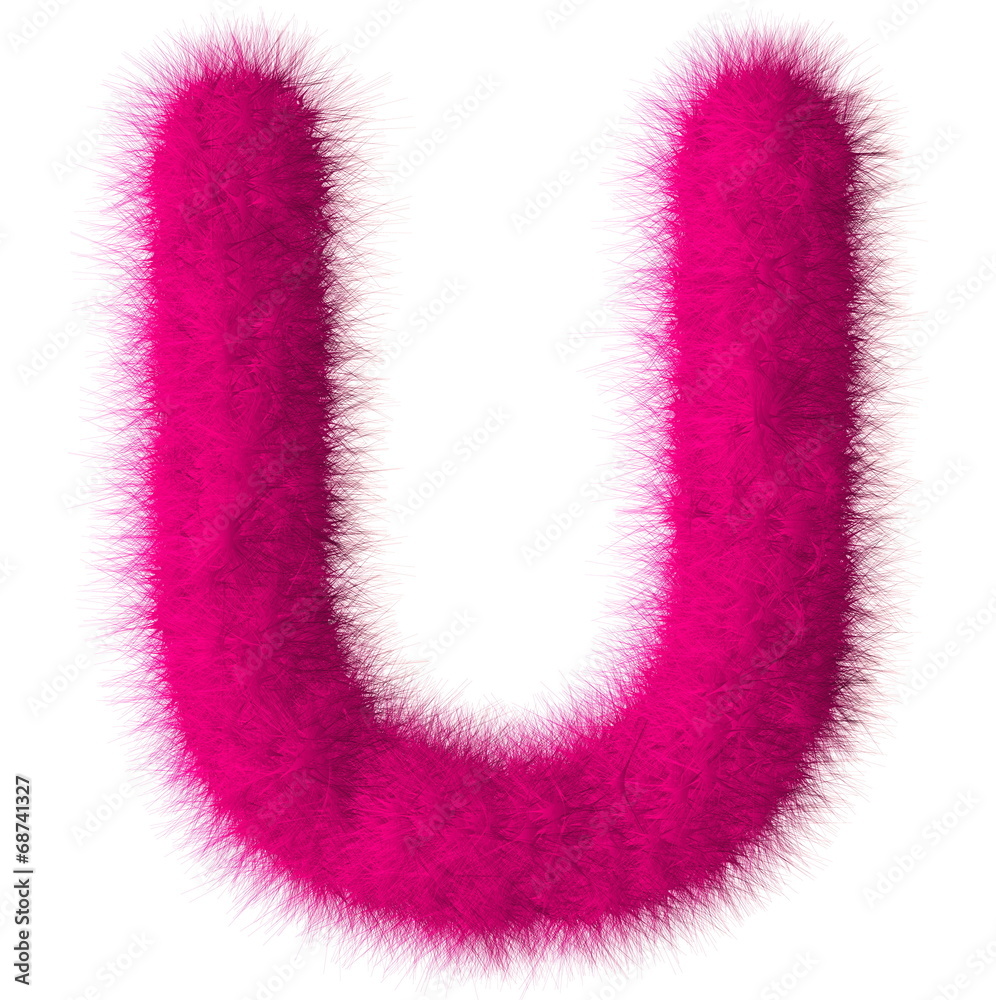 Pink shag U letter isolated on white background Stock Illustration ...