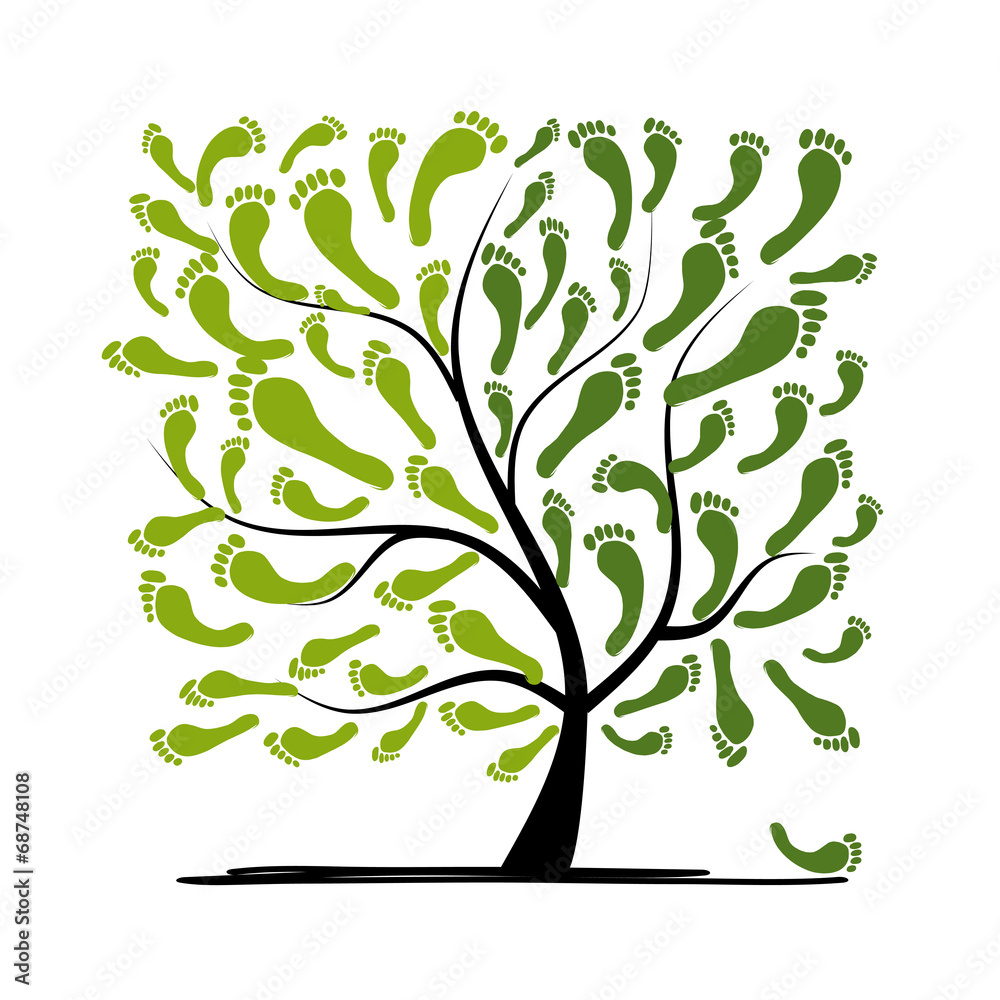 Green footprint tree for your design Stock Vector | Adobe Stock