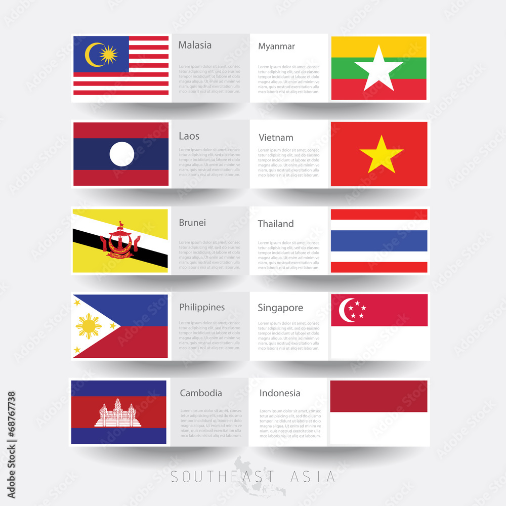 abstract national flags of Southeast Asia, AEC, ASEAN Stock Vector ...
