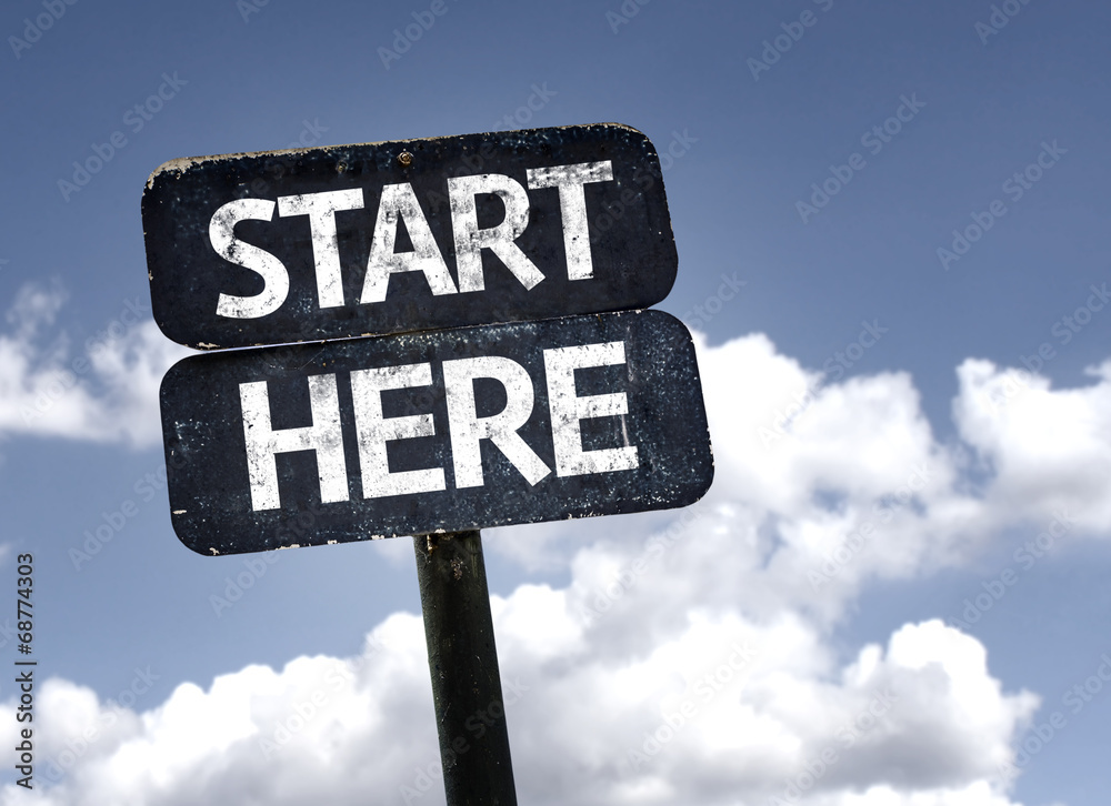 Start Here sign with clouds and sky background Stock Photo | Adobe Stock