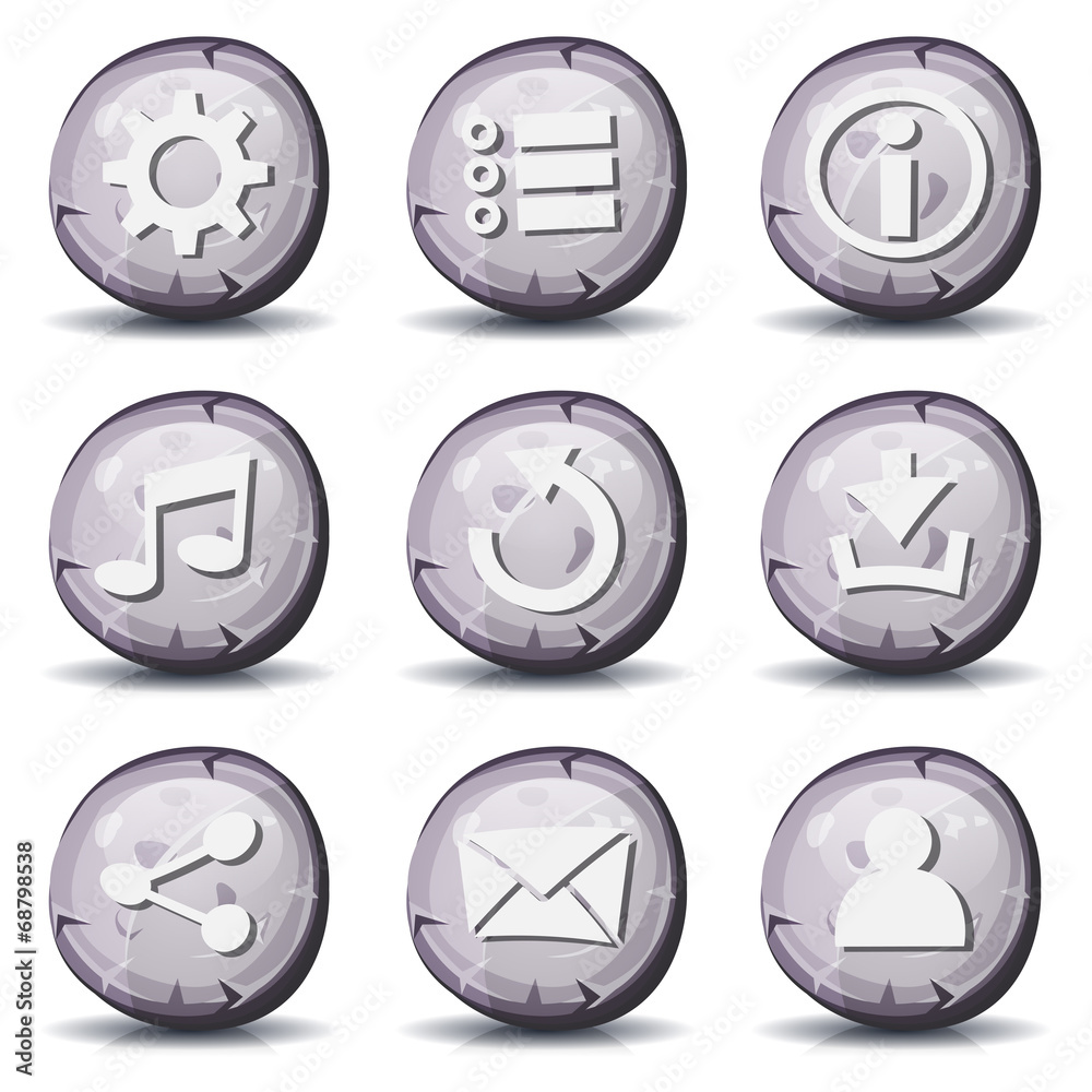 Stone And Rock Icons For Ui Game Stock Vector | Adobe Stock