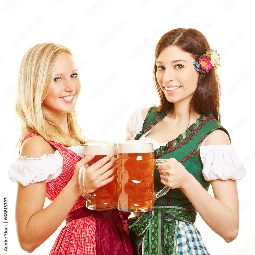 Zwei Frauen im Dirndl mit Bier in Bayern Stock Photo | Adobe Stock