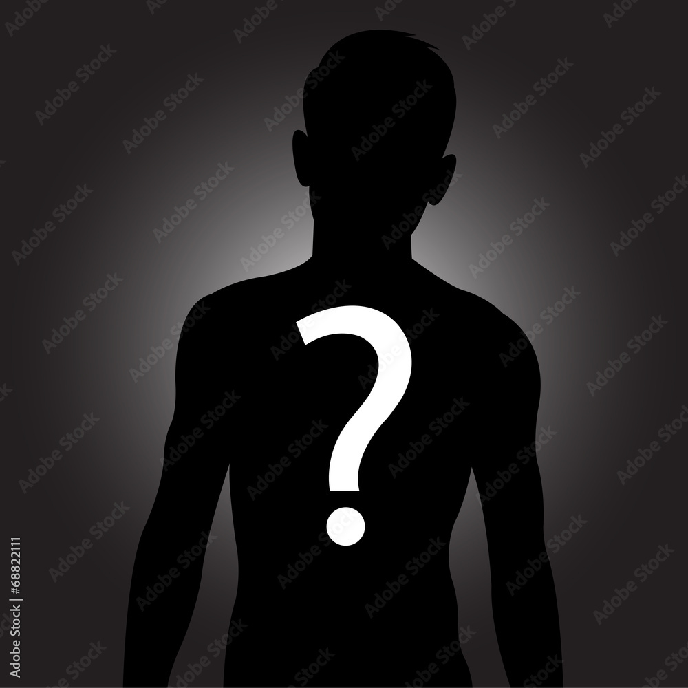 Male body silhouette with question mark sign Stock Vector | Adobe Stock