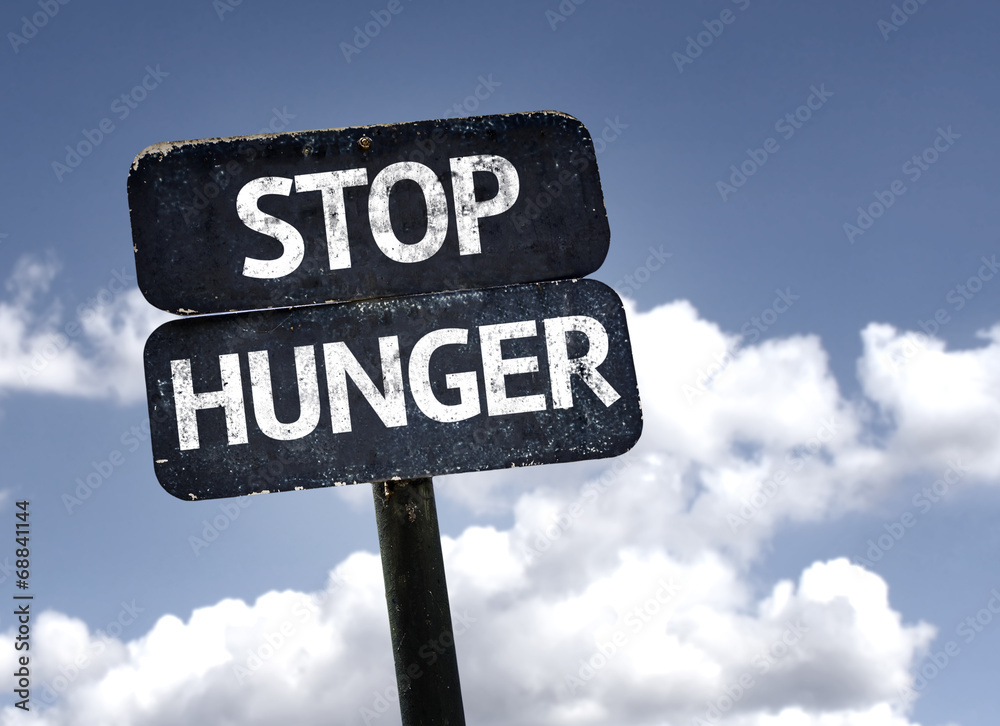Stop Hunger sign with clouds and sky background Stock Photo | Adobe Stock