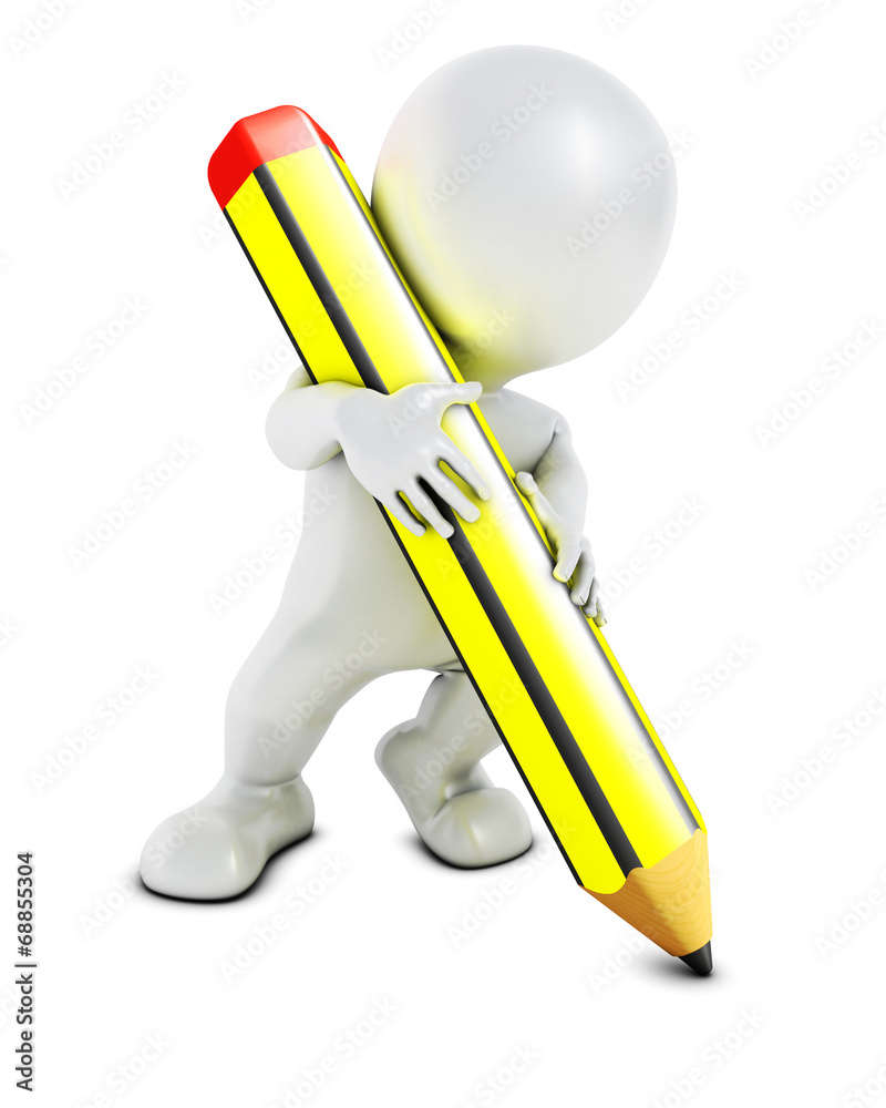 3D Morph Man with pencil Stock Illustration | Adobe Stock