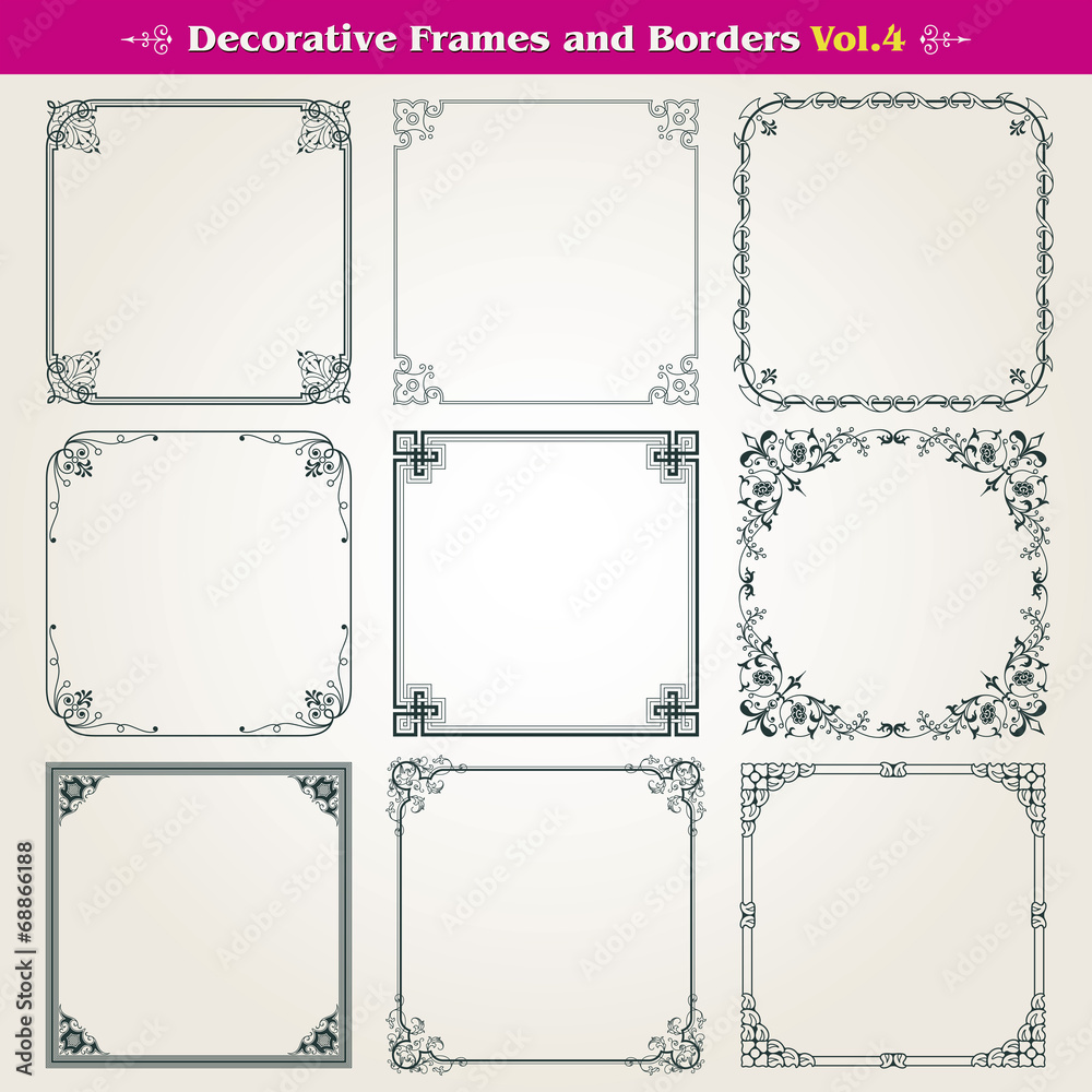 Decorative frames and borders set vector Stock Vector | Adobe Stock