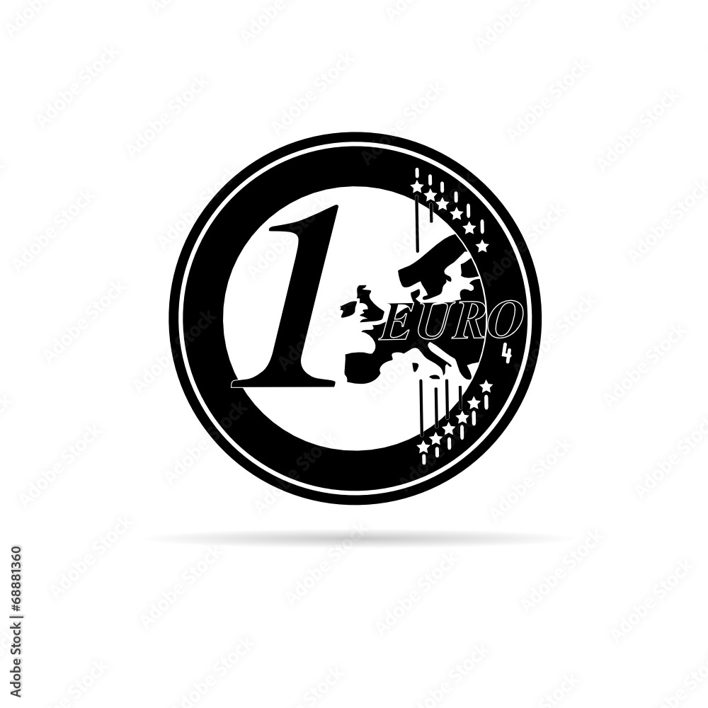 One Euro Coin In Black Vector Illustration Stock Vector Adobe Stock One Euro Coin In Black Vector Illustration Stock Vector Adobe Stock