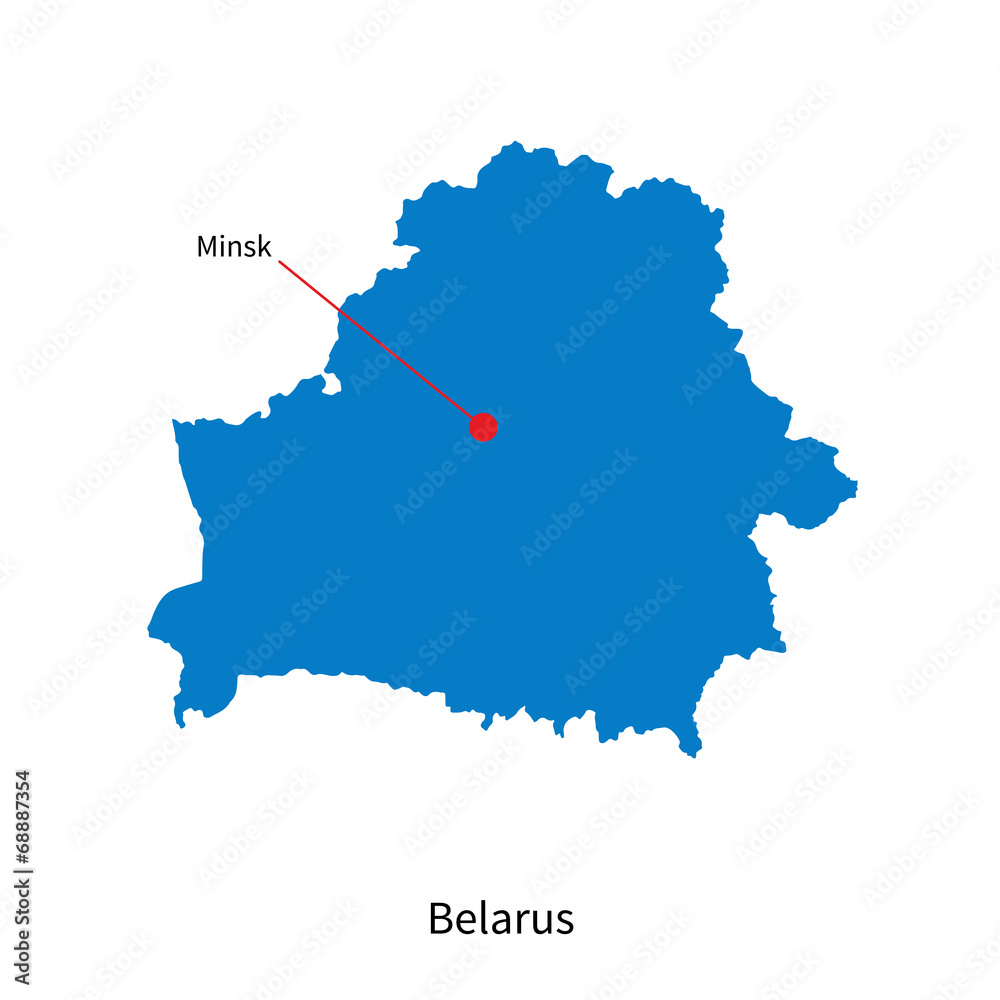 Detailed vector map of Belarus and capital city Minsk Stock Vector ...