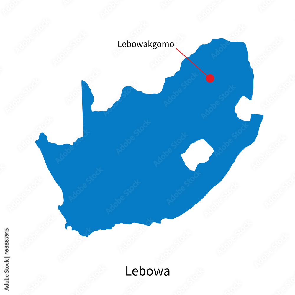 Detailed vector map of Lebowa and capital city Lebowakgomo Stock ...