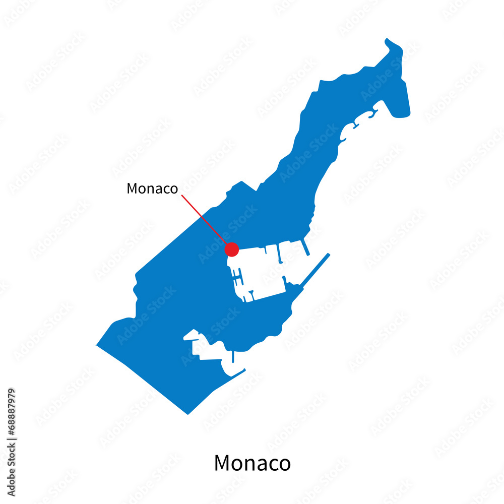 Detailed vector map of Monaco and capital city Monaco Stock Vector ...