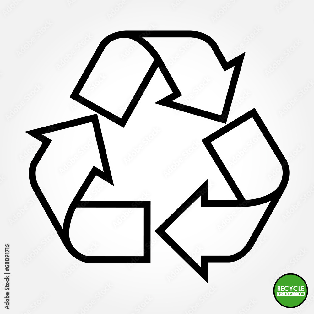 Recycle sign outline on white background Stock Vector | Adobe Stock