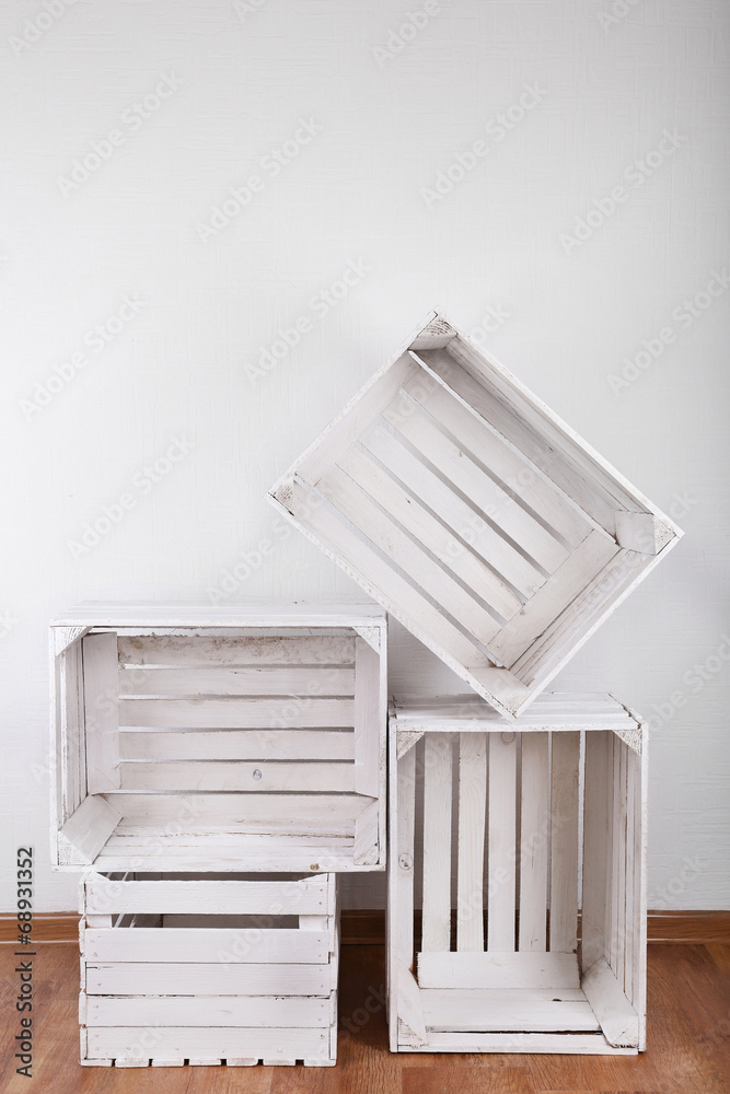 Empty wooden crates in room Stock Photo | Adobe Stock
