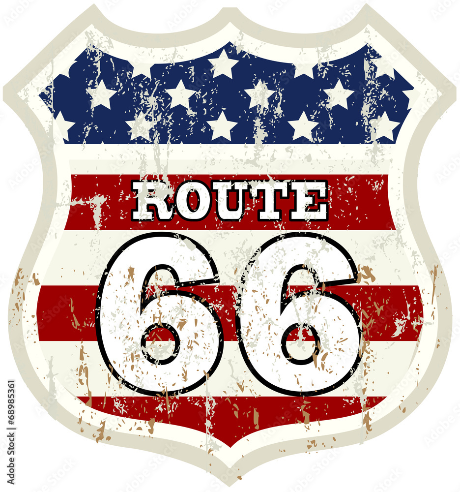 Poster vintage route 66 road sign, retro style, vector illustration ...