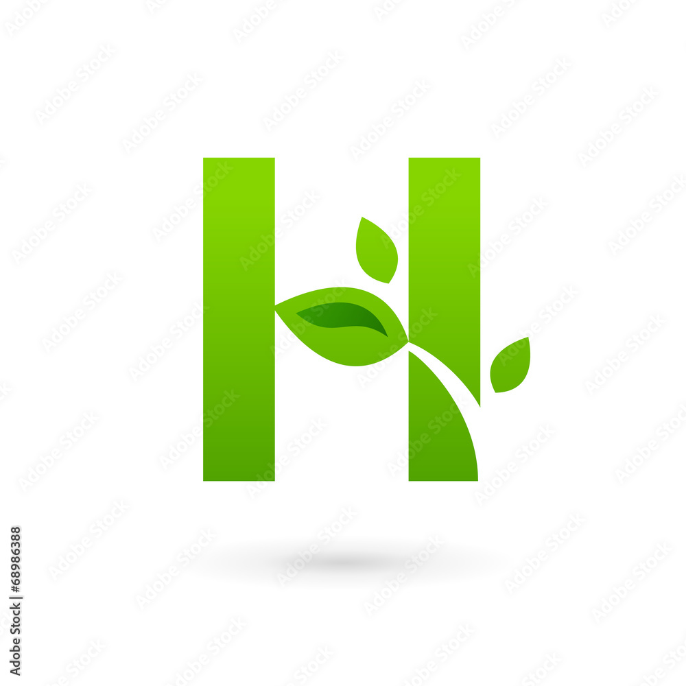 Letter H eco leaves logo icon design template elements Stock Vector ...