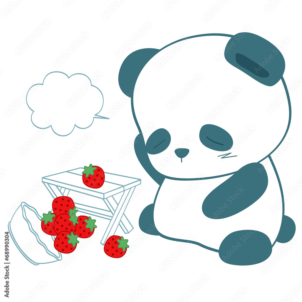 panda and strawberry Stock Vector | Adobe Stock