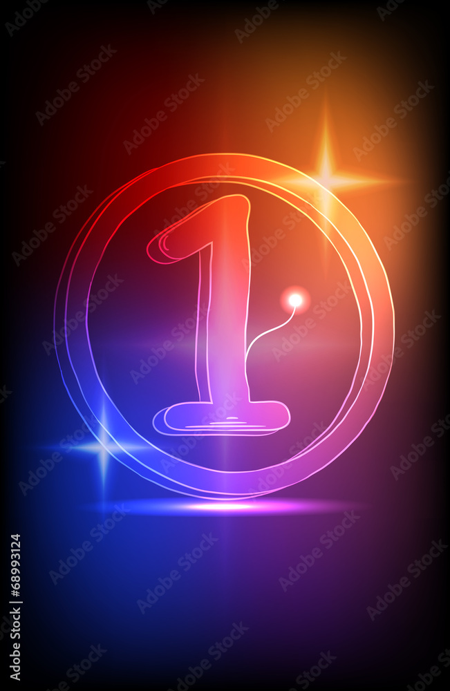 Neon number one Stock Illustration | Adobe Stock