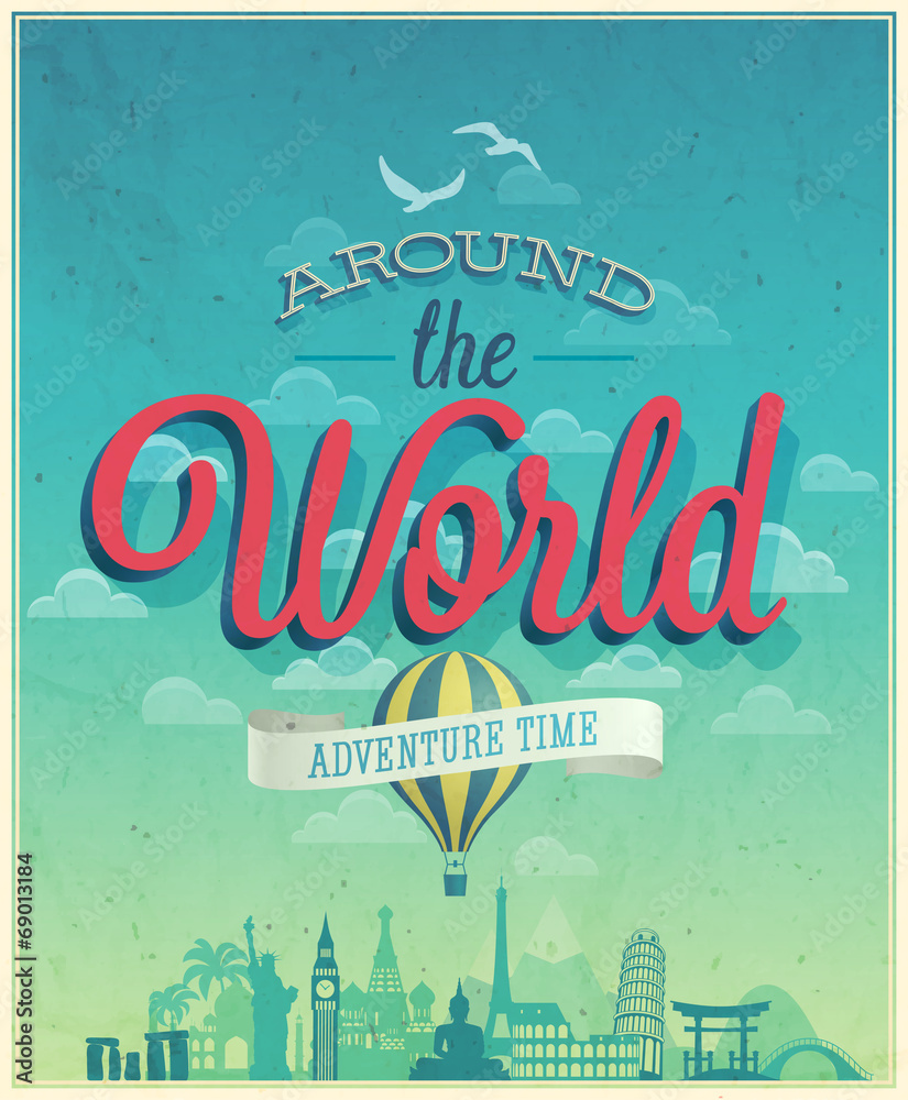 Around the world poster. Stock Vector | Adobe Stock