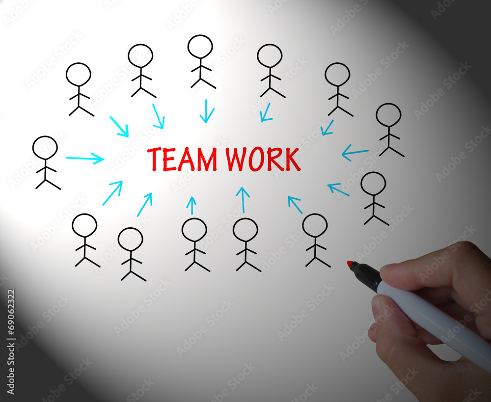 Teamwork Stick Figures Shows Working As A Team Stock Photo | Adobe Stock