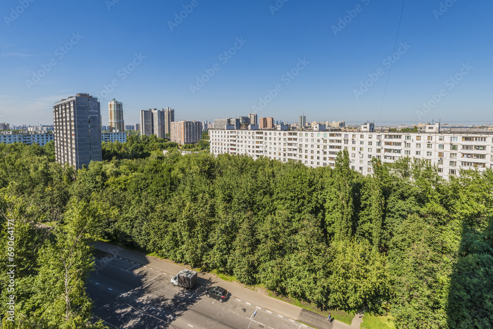 Modern residential area in Moscow. High-rise buildings Stock Photo ...